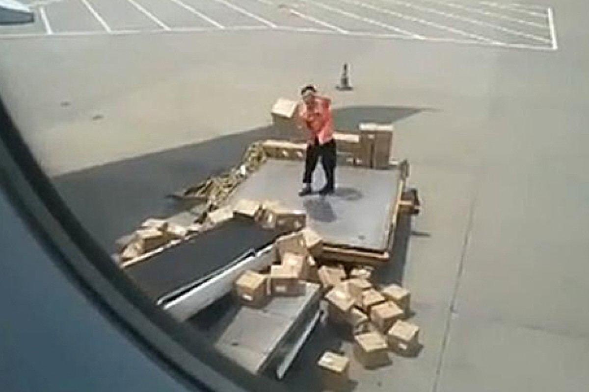 Watch: video of Guangzhou airport's 'most careless baggage handler ...