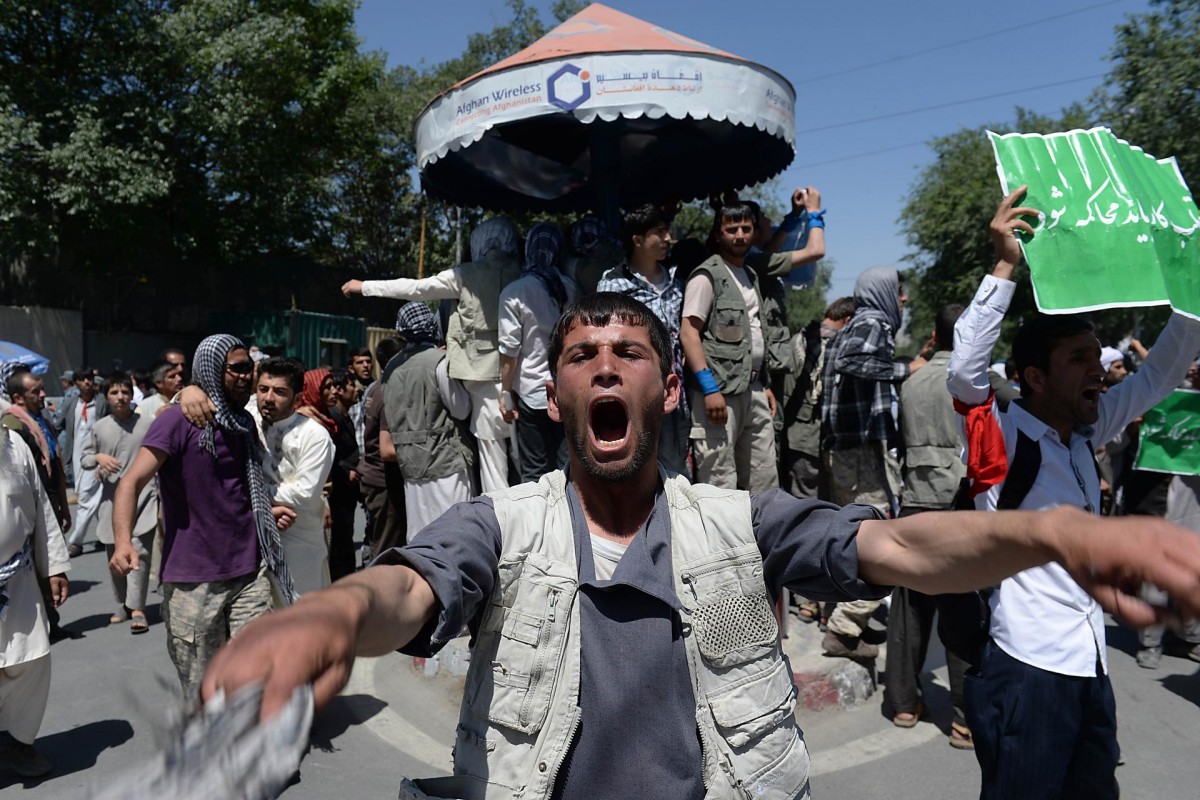 Kabul protest by supporters of candidate Abdullah Abdullah over fraud ...