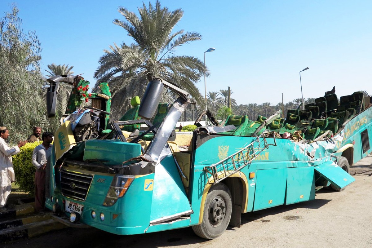 58 die as speeding, overloaded bus collides with truck, catches fire in ...