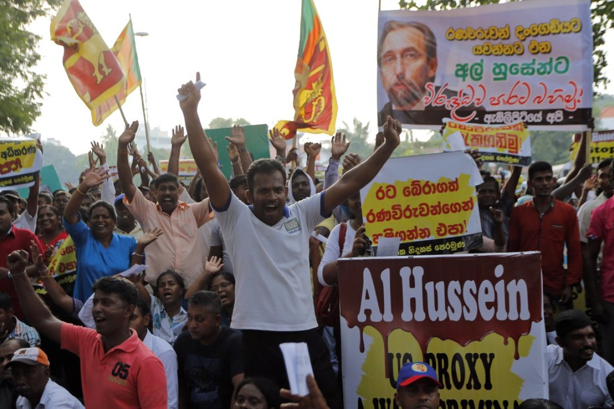 Sri Lankan nationalists protest UN rights chief's war crimes visit ... Sri Lankan nationalists protest UN rights chief's war crimes visit ...