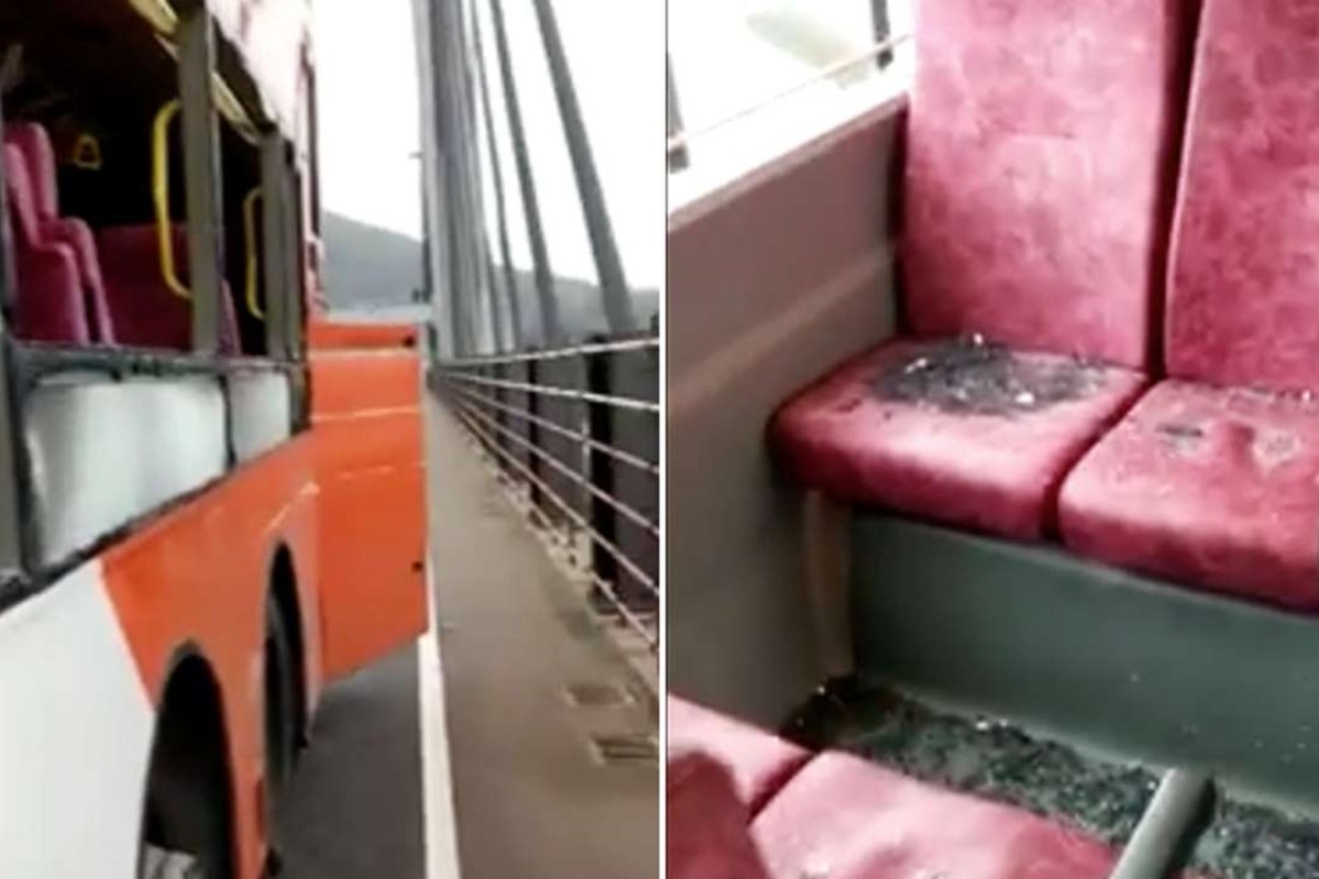 Terrified Hong Kong bus passengers pelted with shards of broken glass ...
