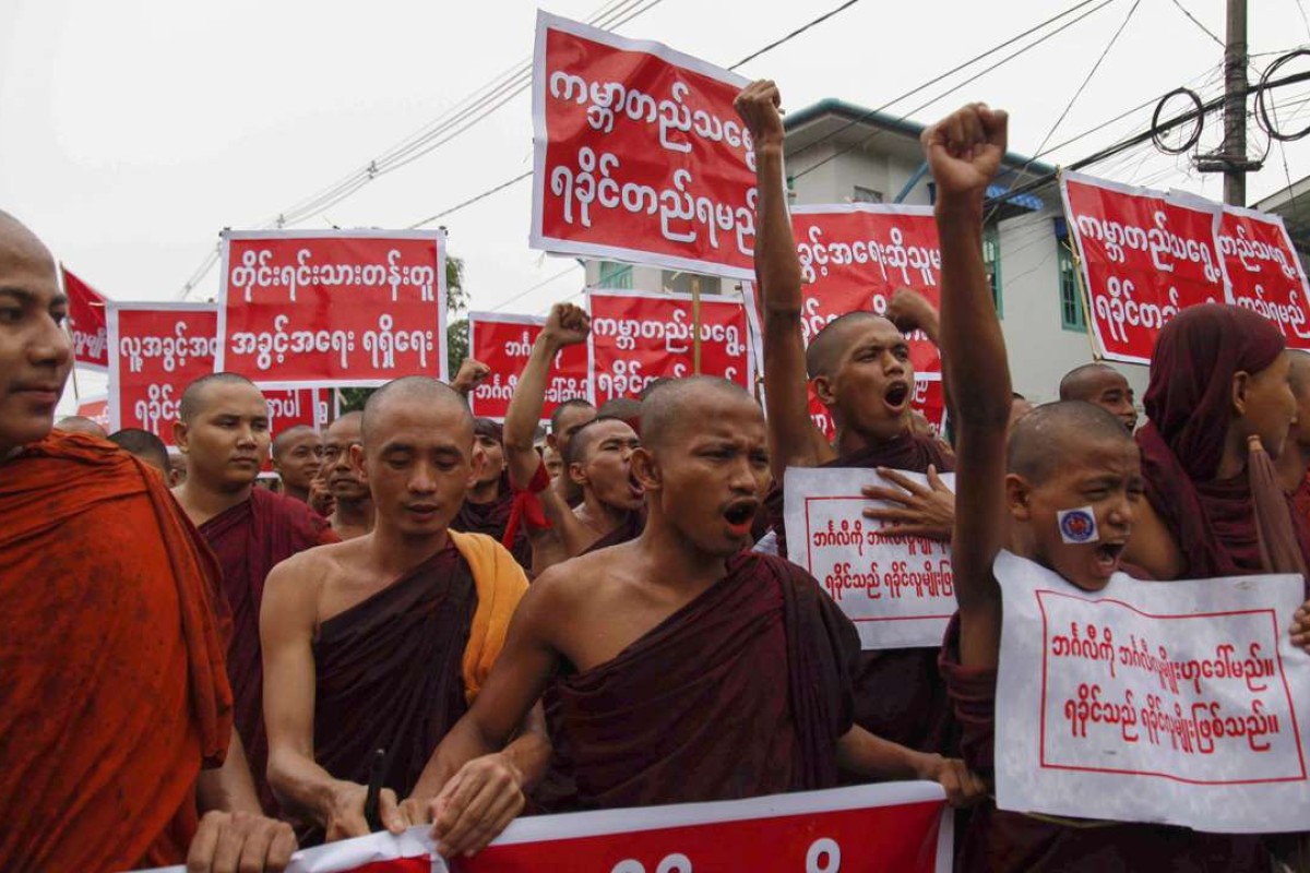 Thousands of Buddhist monks march in anti-Muslim protests in Myanmar’s ...