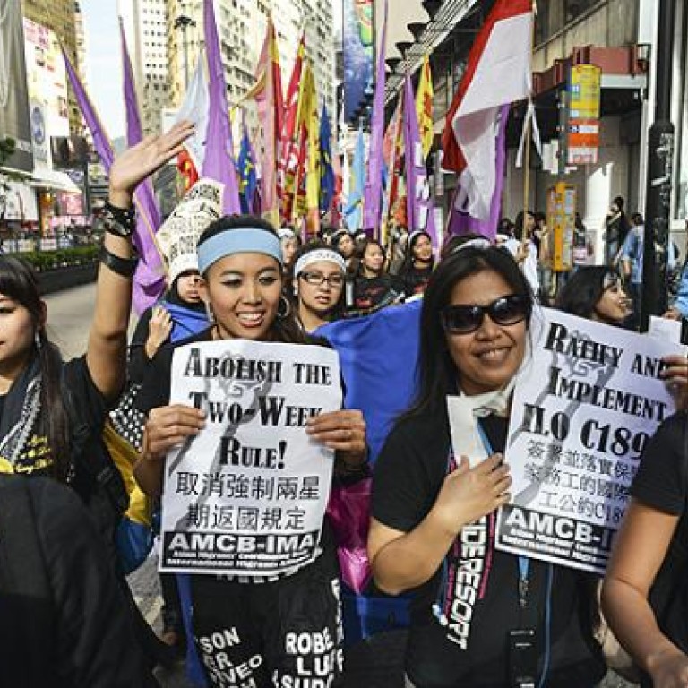 Domestic helpers rally for labour rights | South China Morning Post