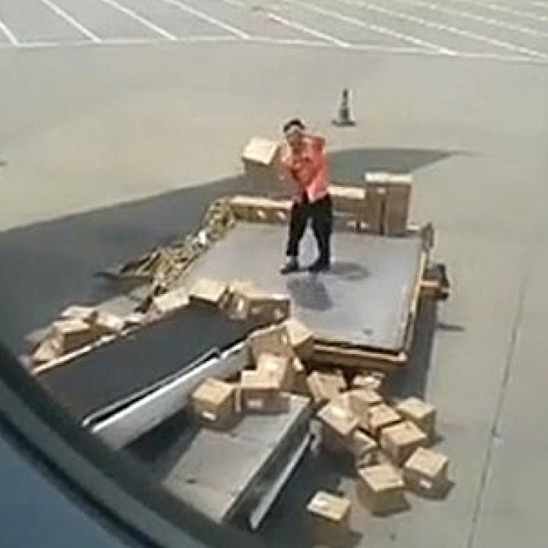 Watch: video of Guangzhou airport's 'most careless baggage handler ...