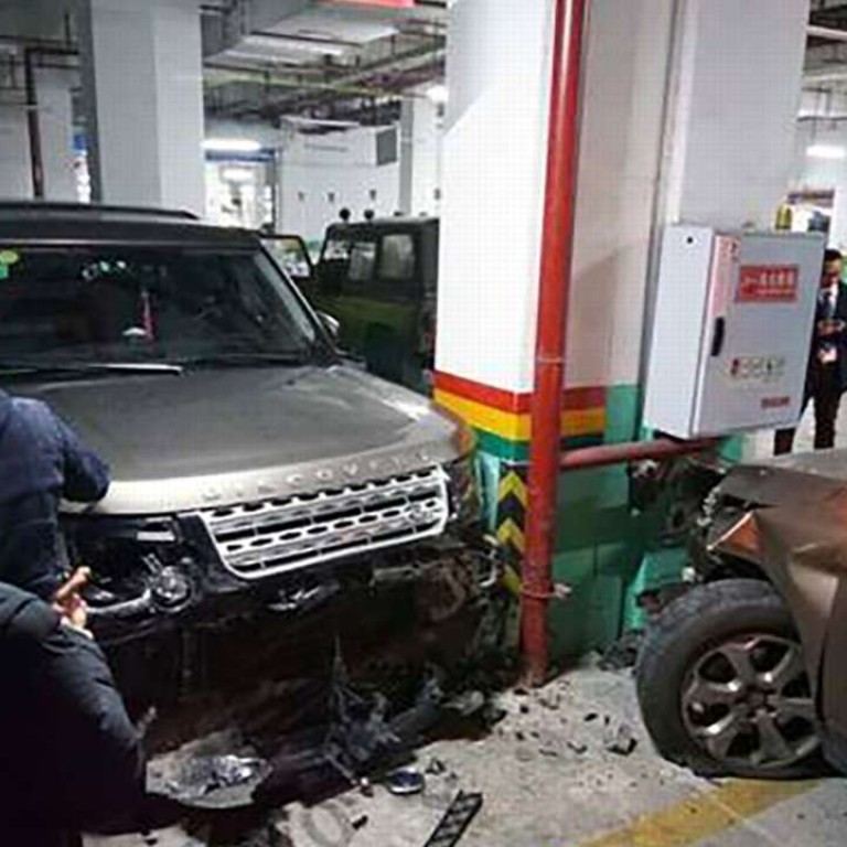 Chinese motorist leaves eight vehicles damaged in bid to drive out of ...