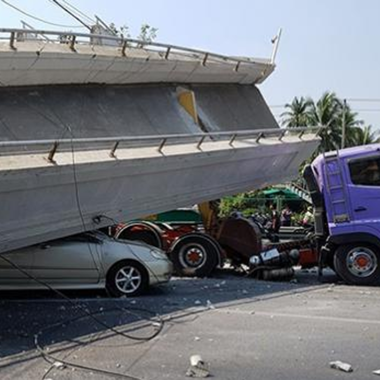 Bridge collapses on highway in Thailand when hit by truck | South China ...