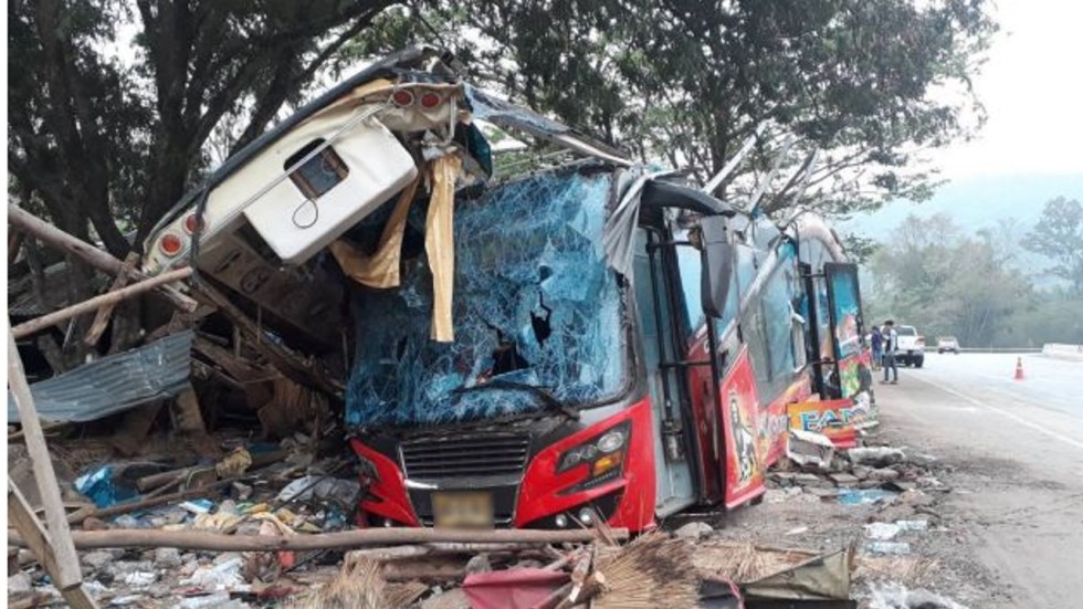 At least 18 killed in Thailand after double decker tour bus crashes ...