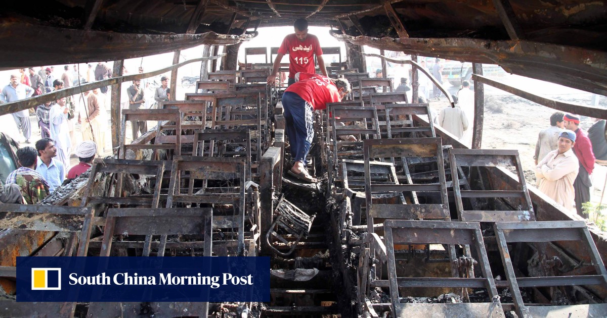 At least 57 people killed in fiery Pakistan bus-oil tanker crash ...