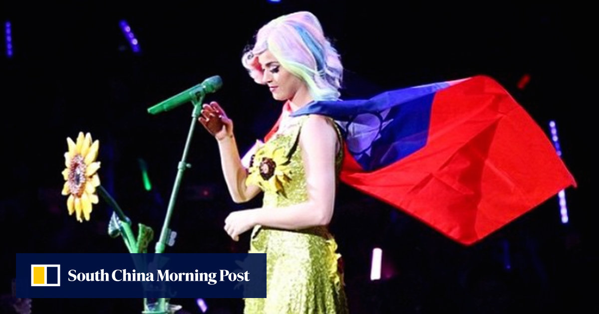 Katy Perry courts controversy with sunflower outfit and Taiwan flag at ...