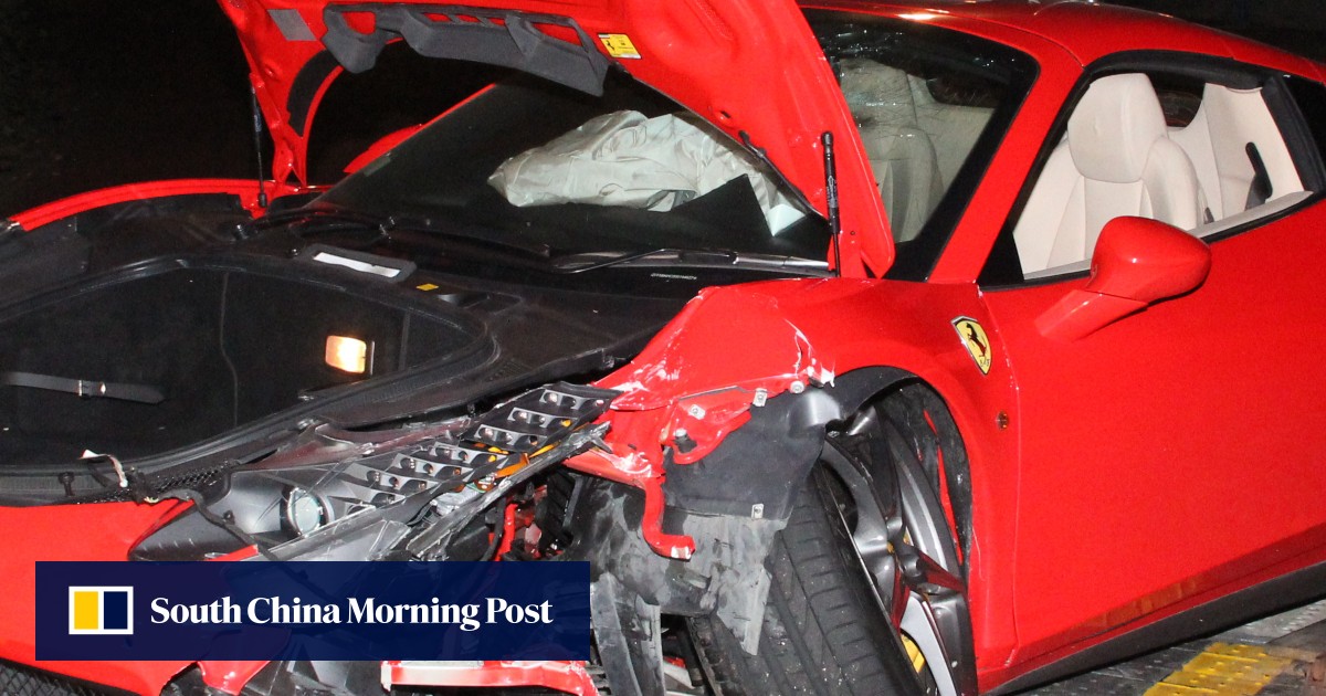 Driver crashes HK$4.8m red Ferrari into hillside in Hong Kong’s Mid ...
