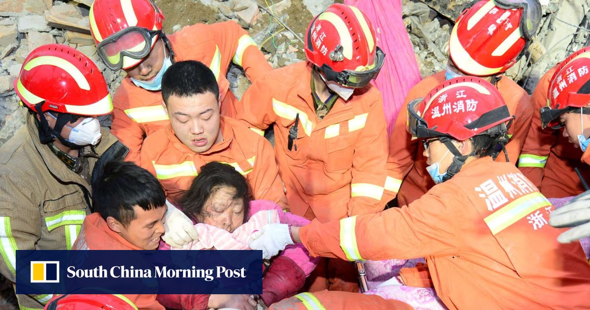 Woman rescued after 24 hours in ruins of collapsed building in China ...