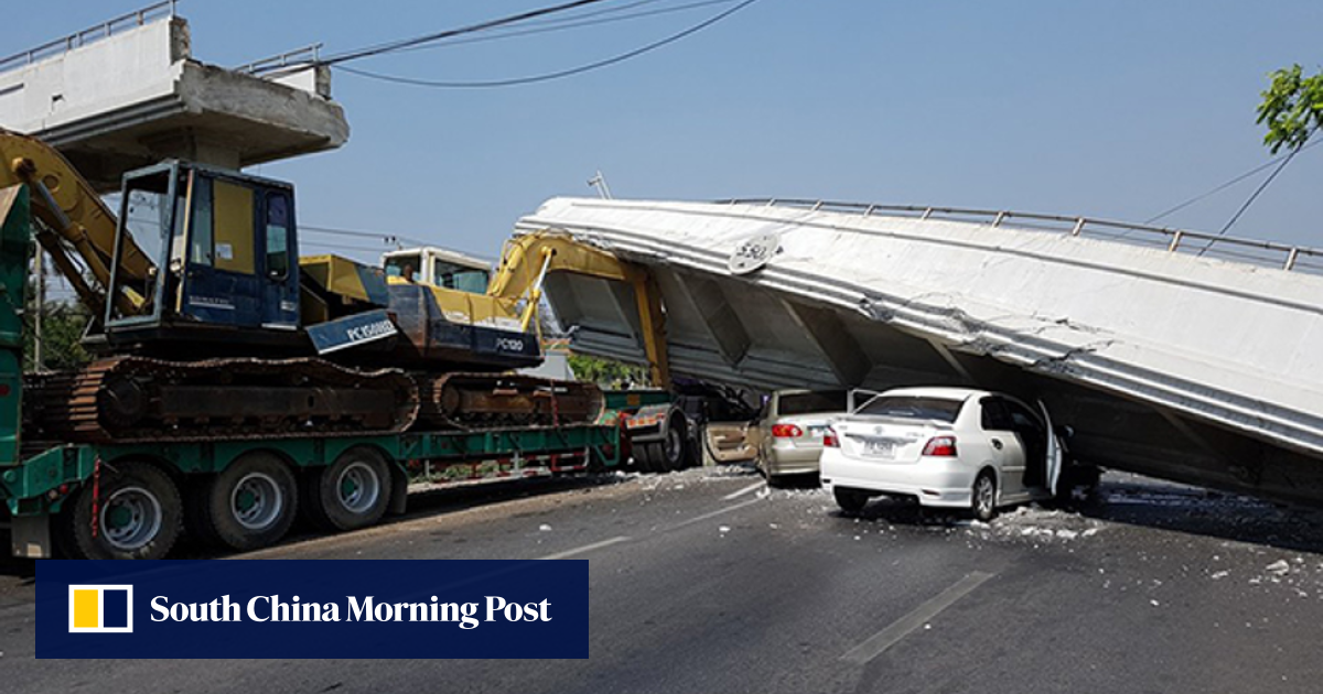 Bridge collapses on highway in Thailand when hit by truck | South China ...