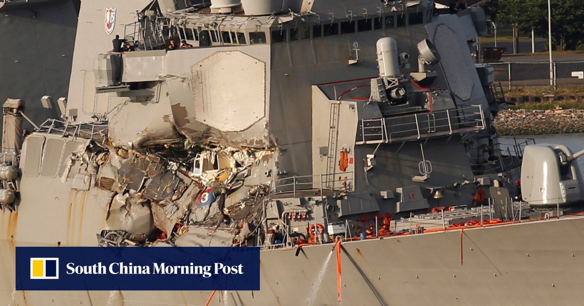 Search for missing navy crew after US destroyer collides with container ...