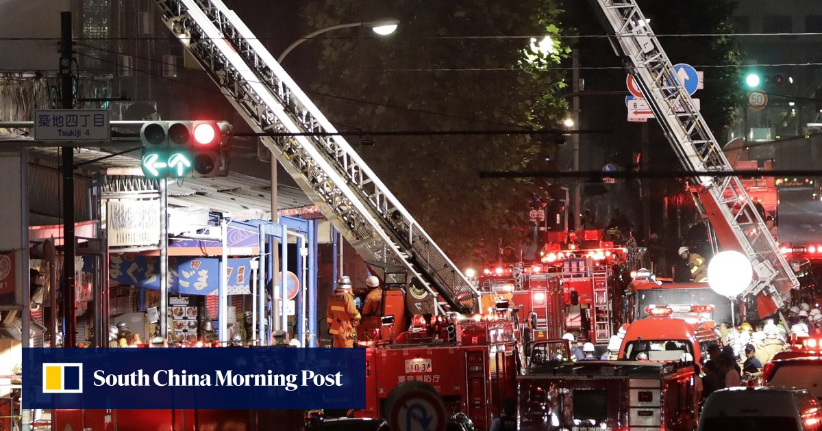 Fire outside Toyko’s Tsukiji fish market is finally extinguished after ...