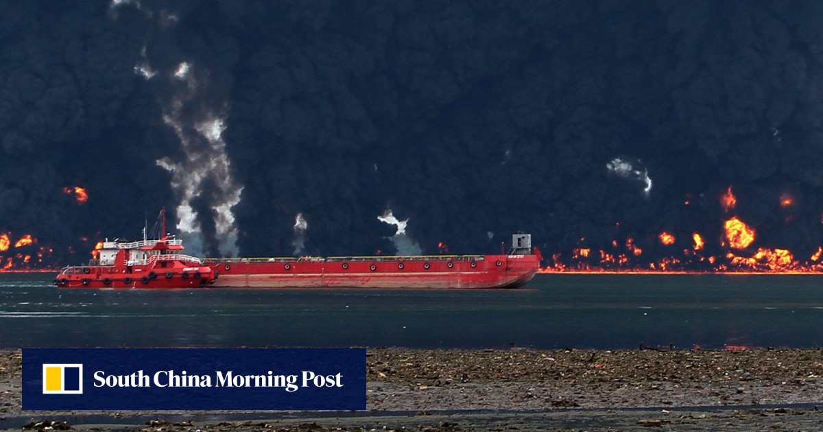 Emergency declared as oil spill fire chokes city on Indonesian island ...